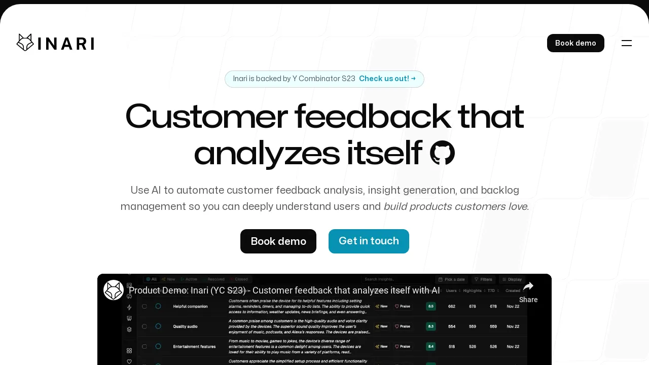 Inari Customer Feedback Analytics - BestofAI